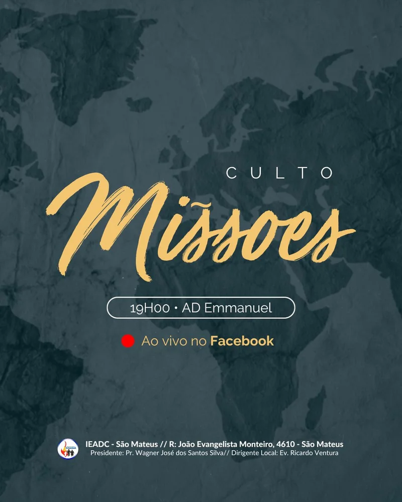 Flyer Gospel | Culto de Missões ao Vivo no Facebook | Arte Editável no ...